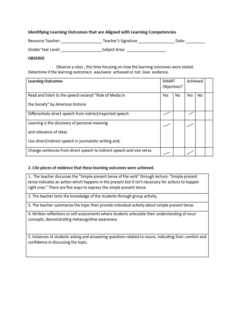 Identifying Learning Outcomes - Docx HERNANDEZ | PDF | Goal | Learning