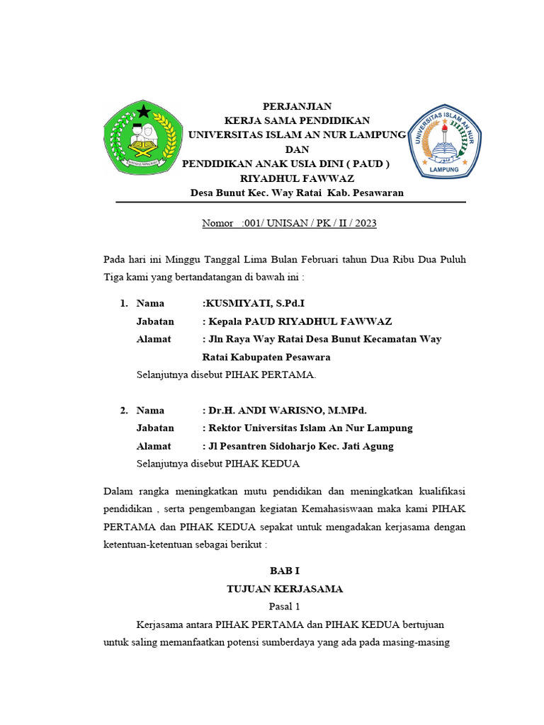 Contoh Format Mou | PDF