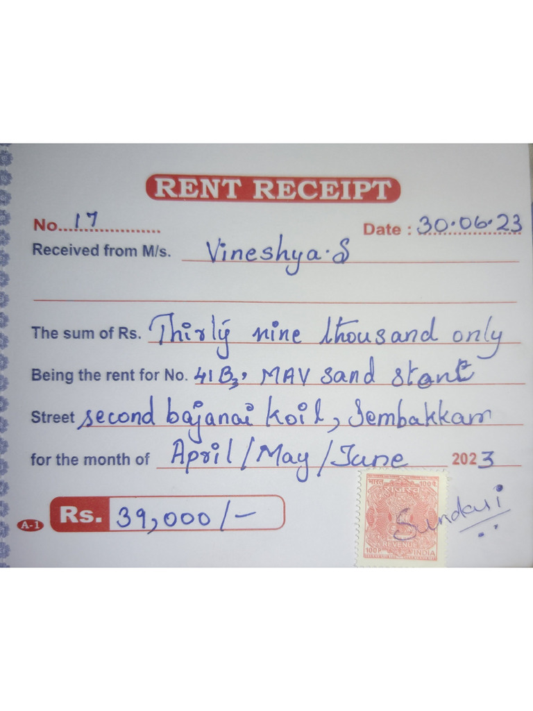 Rent Receipt 1 | PDF