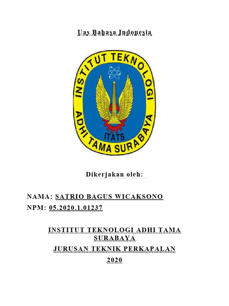 Uas 20201 05.2020.1.01237 Satrio Bagus Wicaksono Bahasa Indonesia V | PDF