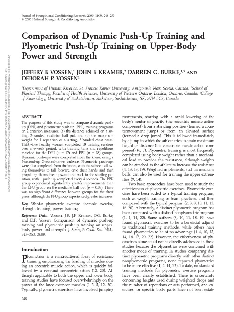Comparison of Dynamic Push Up Training And.2 | PDF | Weight Training ...