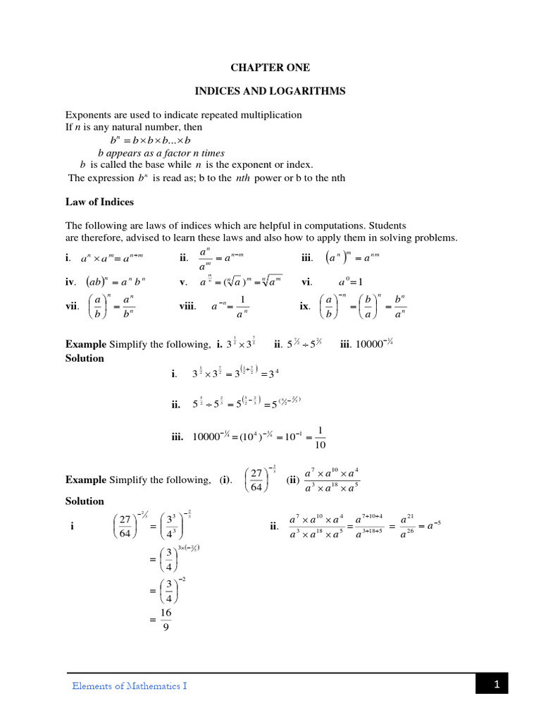 Element of Maths I | Download Free PDF | Equations | Logarithm