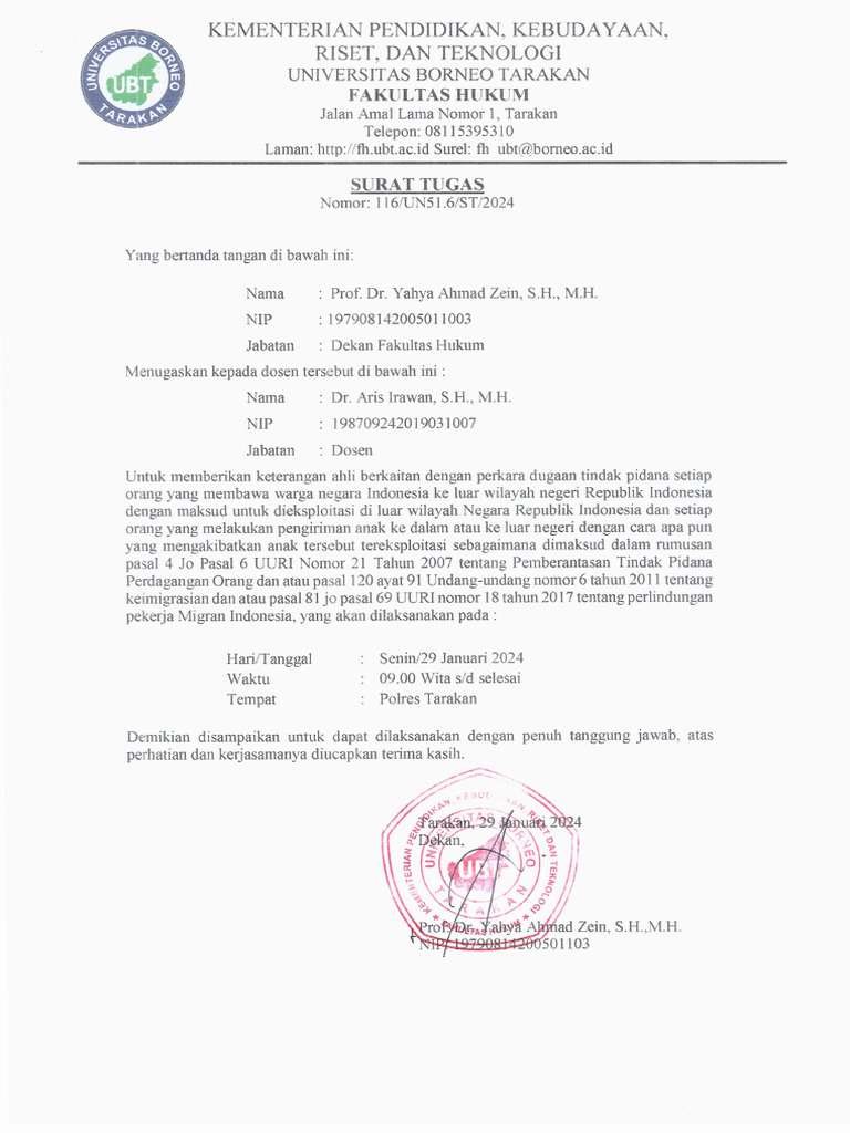 Contoh Surat Tugas Dosen | PDF