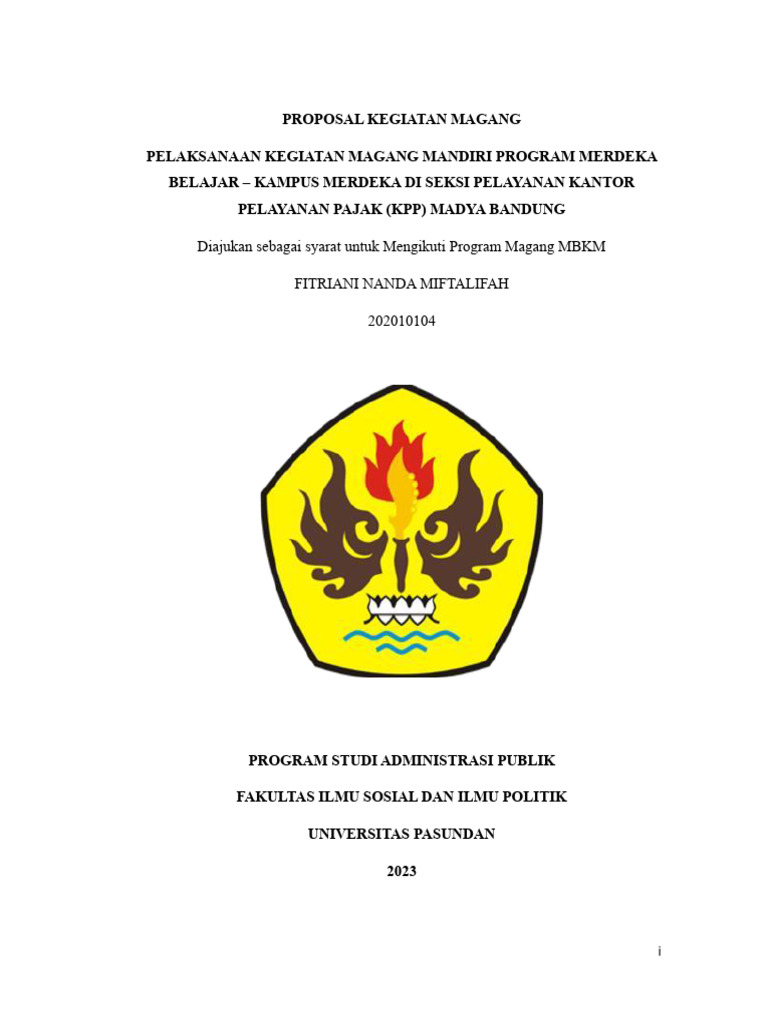 Proposal Magang MBKM di KPP Madya Bandung | PDF | Bisnis