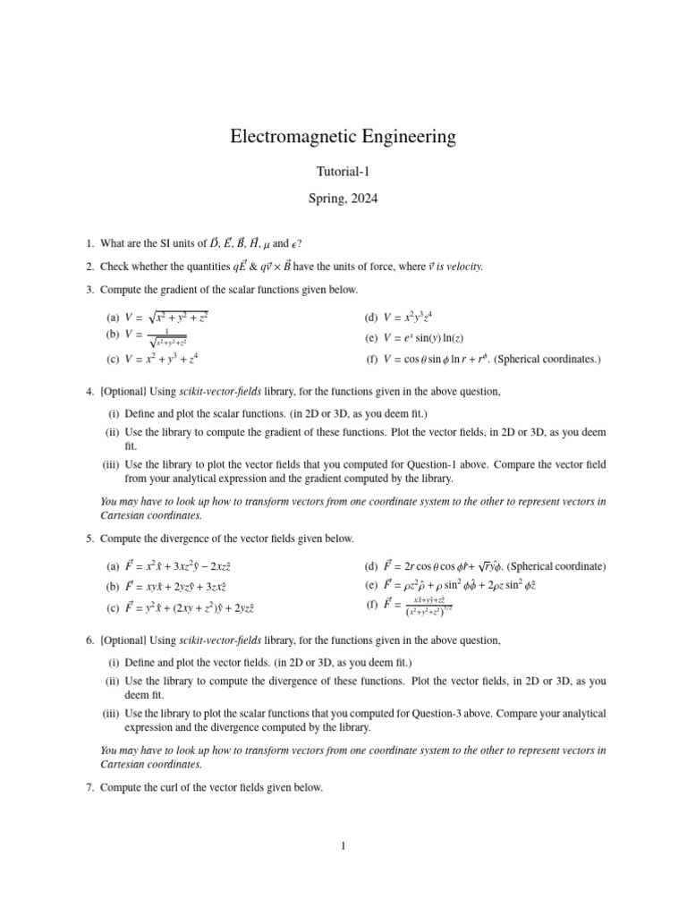 Tutorial 1 | PDF | Magnetic Field | Electric Field