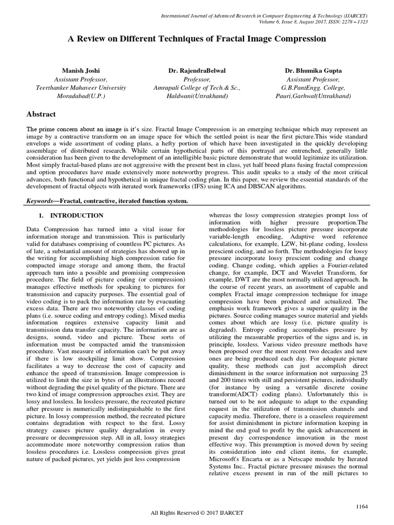 A Review On Different Techniques of FIC | PDF | Data Compression | Fractal
