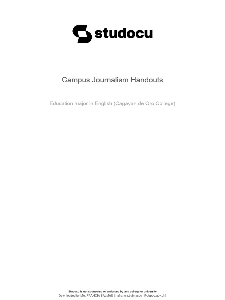 Campus Journalism Handouts | PDF | Journalism | News
