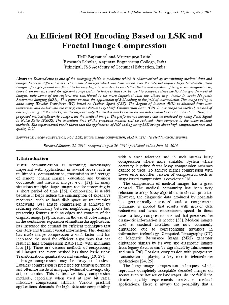 An Efficient ROI Encoding Based On LSK and FIC | PDF | Data Compression | Medical Imaging