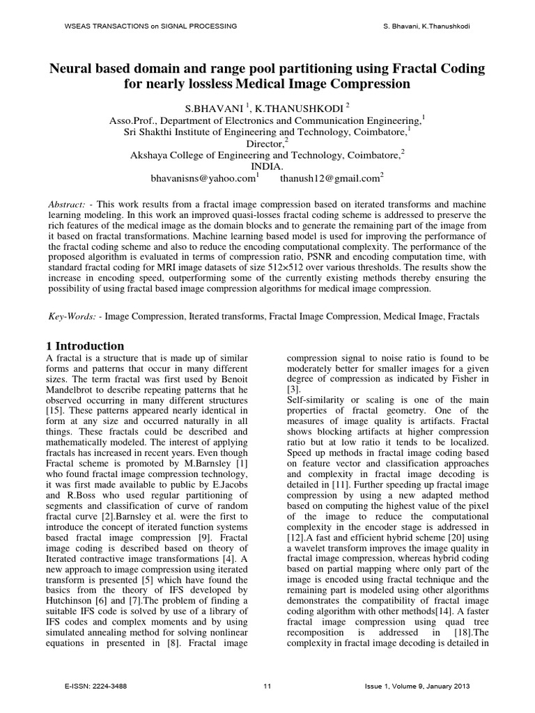 Neural Based Domain And Range Pool Partitioning Using Fractal Coding 8347