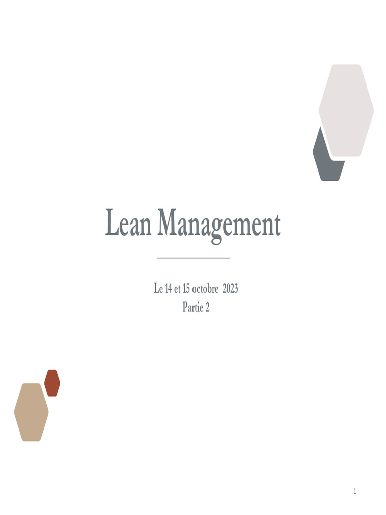 Partie 2 Cours Lean Management Octobre 2023 | PDF