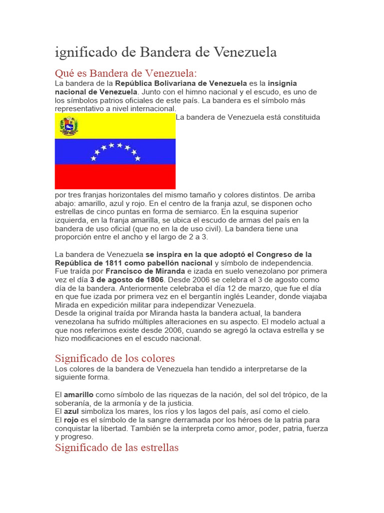 ignificado de Bandera de Venezuela | PDF | Venezuela | Los símbolos