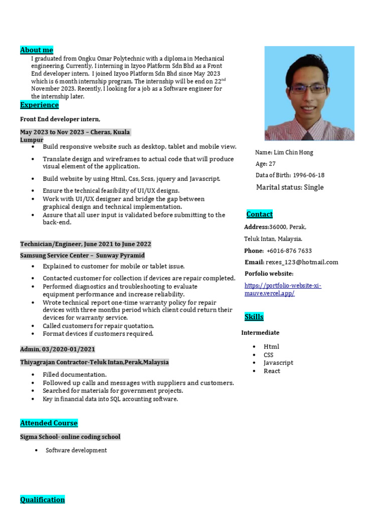Resume Sample | PDF | Application Software | Java Script