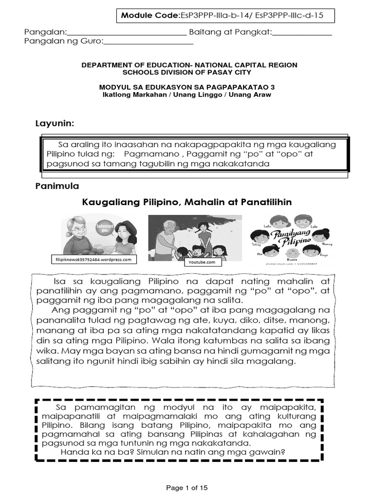8 Pasay-Esp3-Q3-W1 | PDF