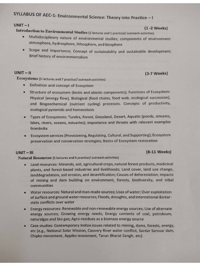 EVS-Syllabus SEM-2 | PDF EVS-Syllabus SEM-2 | PDF