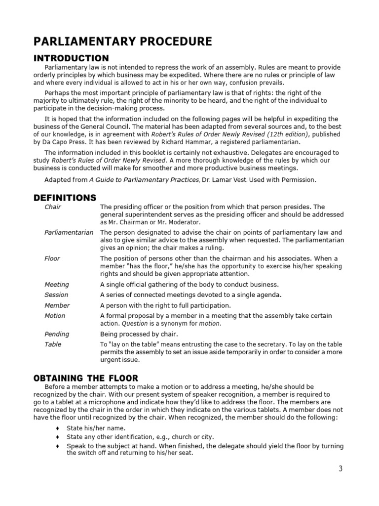 Parliamentary Procedure Guide | PDF | Political Law | Government
