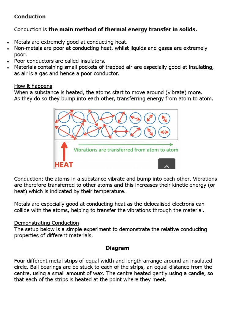 Conduction notes for secondary school | PDF | Thermal Conduction ...