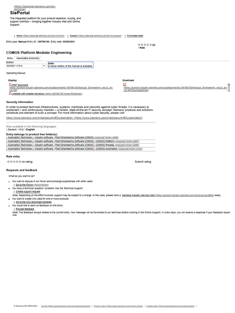 COMOS Platform Modular Engineering Guide | PDF | Automation | Internet Forum