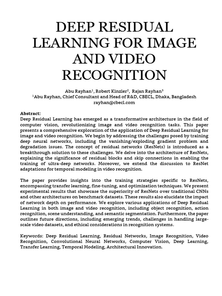 Deep Residual Learning For Image and Video Recognition | PDF | Deep ... Deep Residual Learning For Image and Video Recognition | PDF | Deep ...