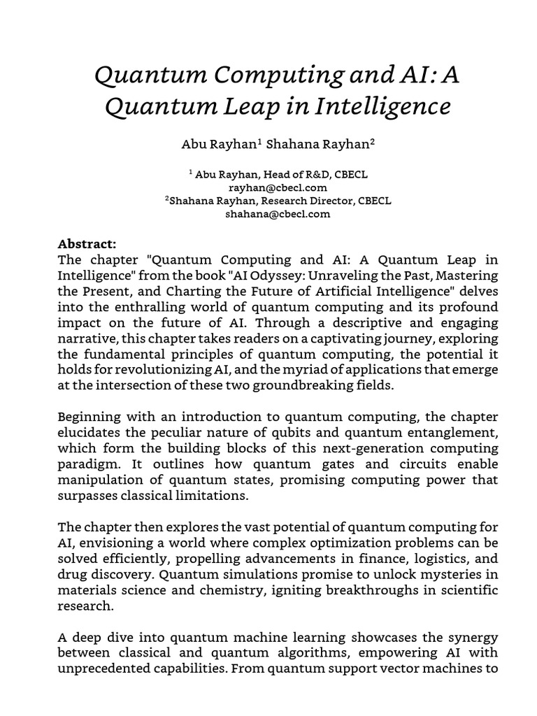 Quantum Computing and AI A Quantum Leap in Intelligence | Download Free PDF | Quantum Computing ...