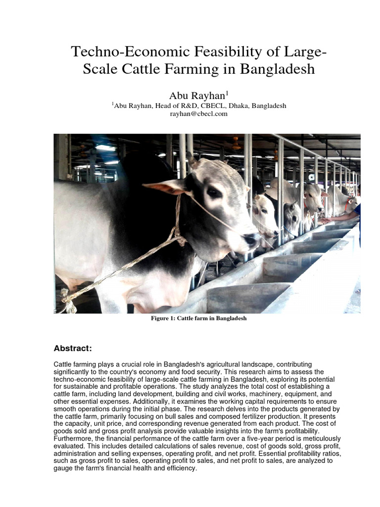 Techo-Economic Feasibility of Large-Scale Cattle Farming in Bangladesh ...
