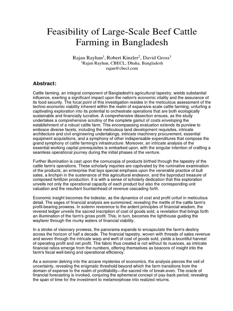 Feasibility of Large-Scale Beef Cattle Farming in Bangladesh | PDF ...