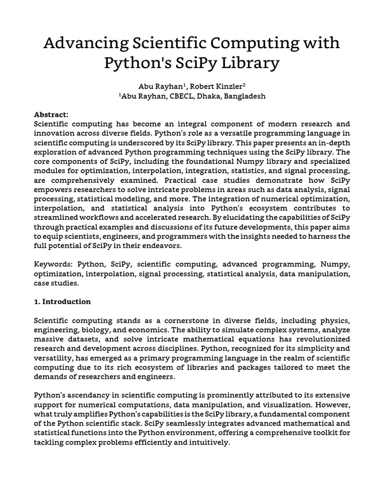 Advancing Scientific Computing With Python's SciPy Library | PDF ... Advancing Scientific Computing With Python's SciPy Library | PDF ...