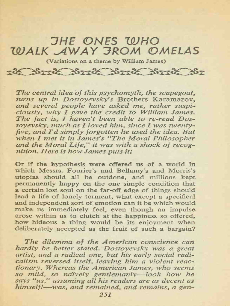 The Ones Who Walk Away From Omelas - Le Guin | PDF