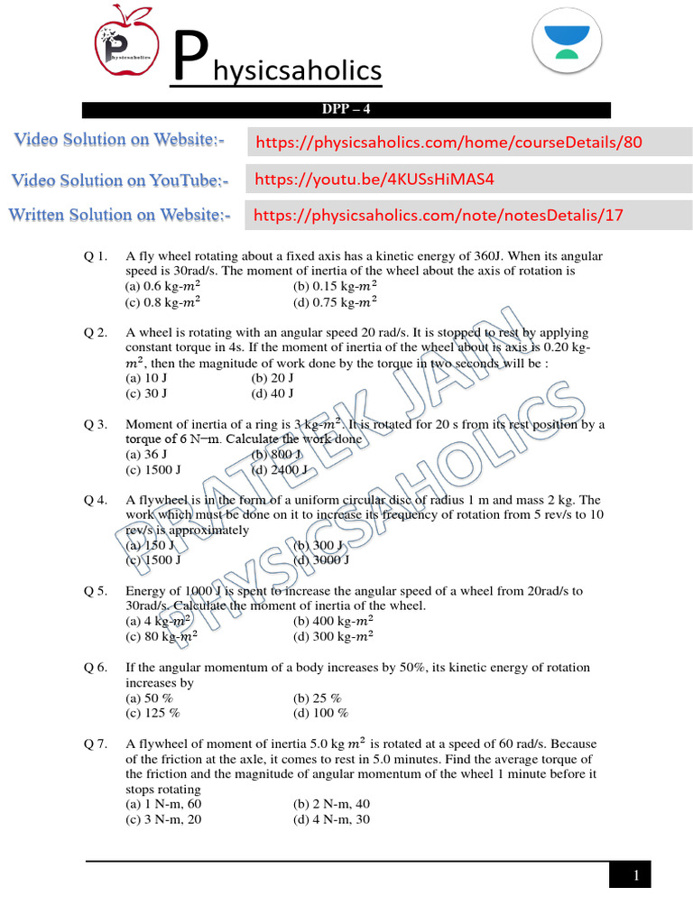 Physics | PDF | Rotation Around A Fixed Axis | Torque