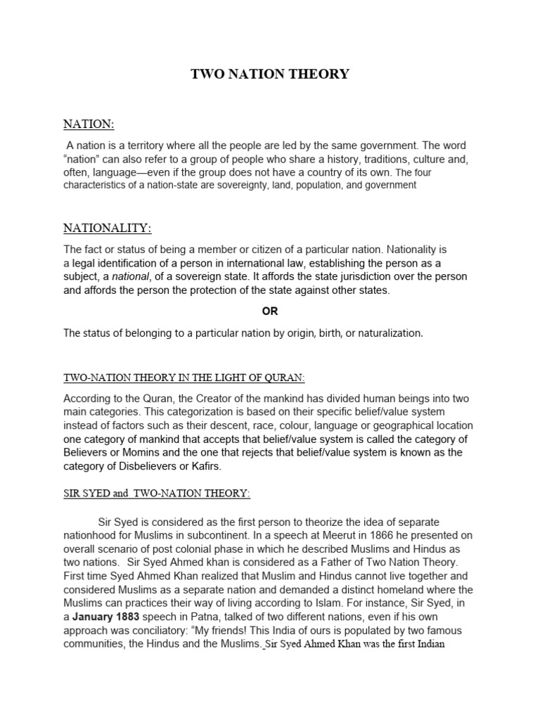 Two Nation Theory | PDF