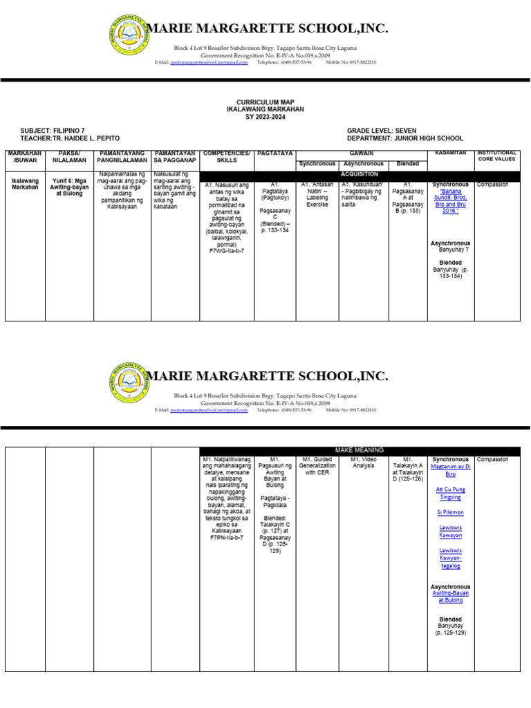 2Q - CM Peta Matrix Scaffolds - Filipino7 | PDF