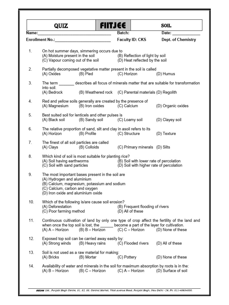 Soil Quiz CKS | PDF