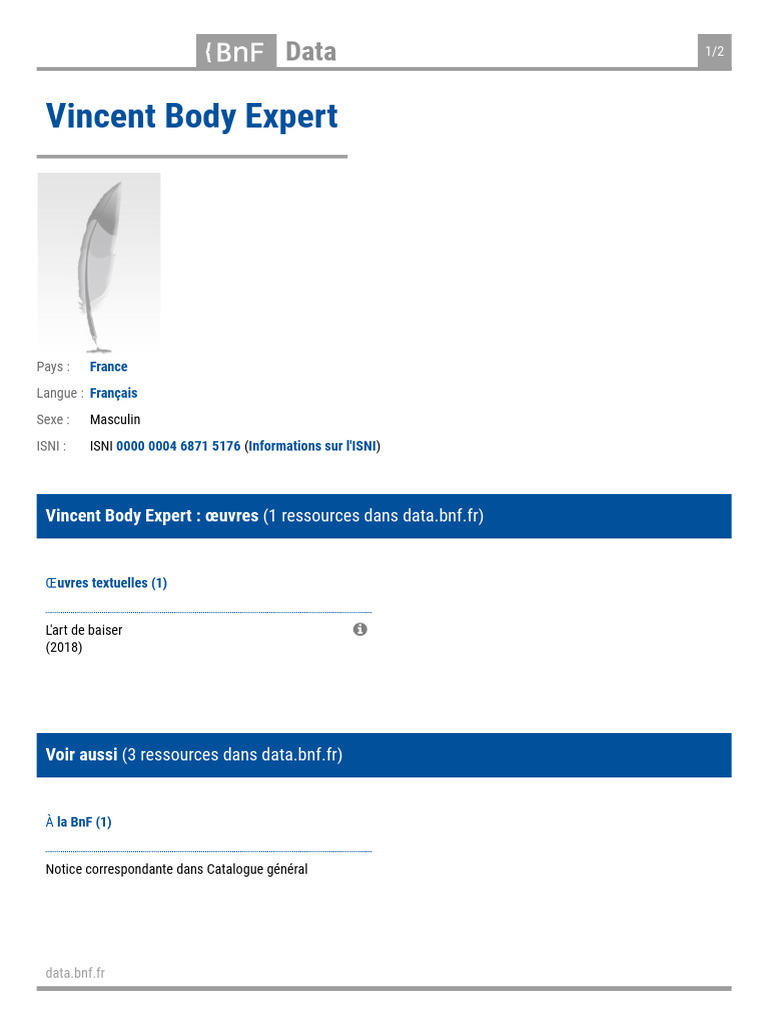 Vincent Body Expert: Œuvres (1 Ressources Dans Data - BNF.FR) | PDF