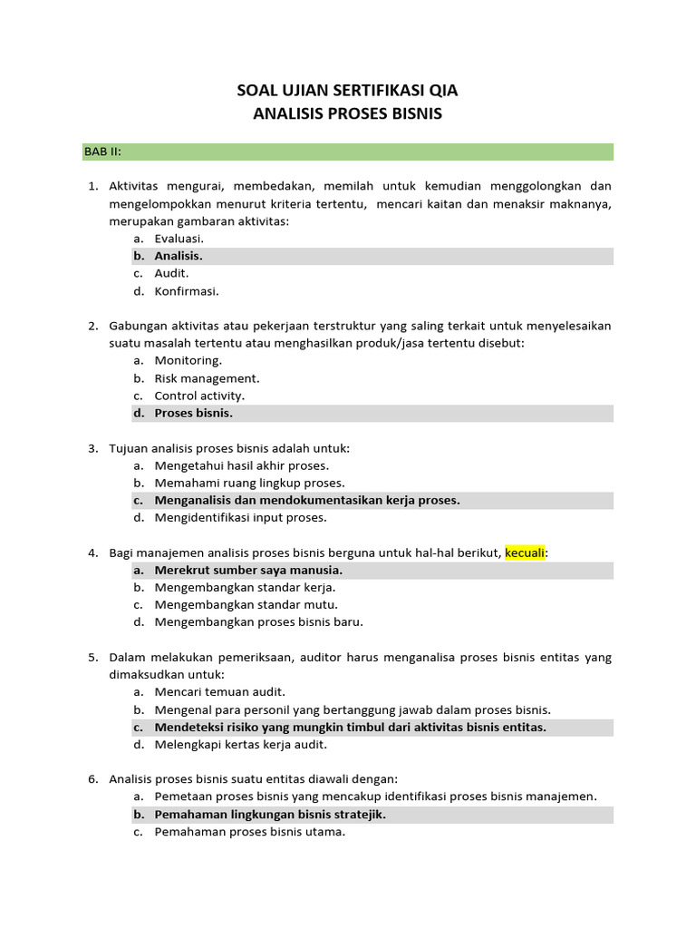 Soal Ujian QIA 2016 - APB - HW PDF | PDF