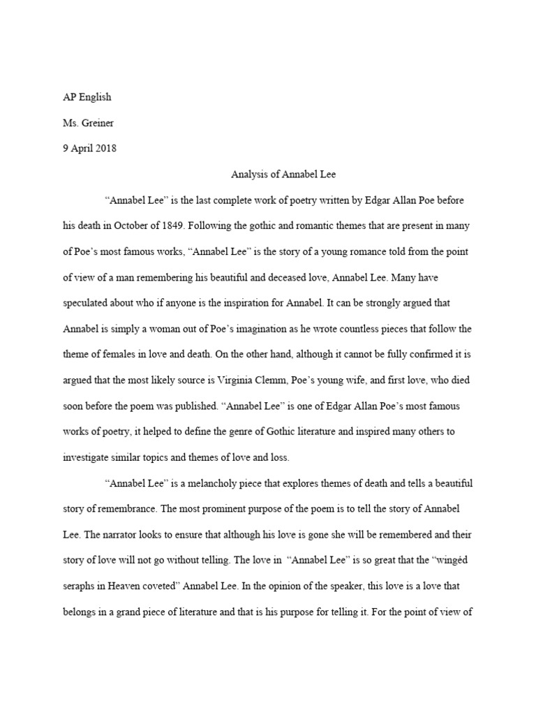 Analysis of "Annabel Lee" Themes | PDF | Poetry