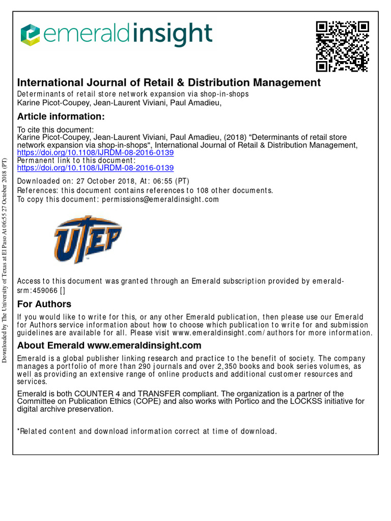 Determinants of Retail Store Network Expansion Via Shop-In-shops ...