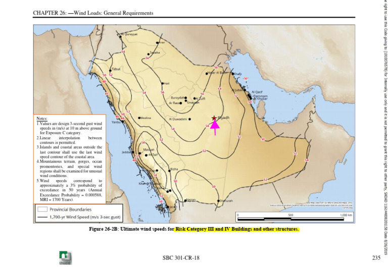 RIYADH WIND MAP SBC 301 Loading Code 2018 | PDF