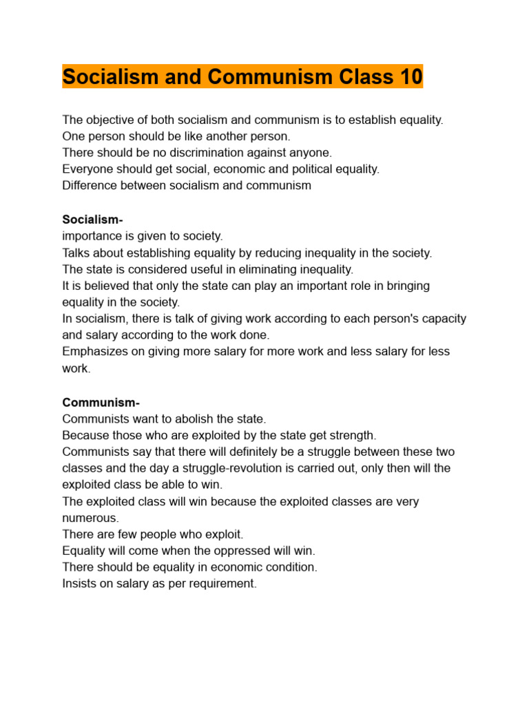Socialism and Communism Class 10 | PDF | Vladimir Lenin | Karl Marx