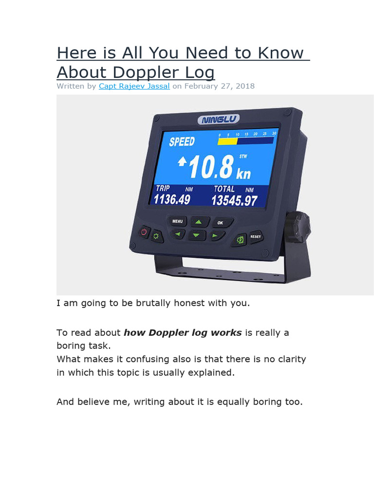Doppler Log | PDF | Doppler Effect | Waves