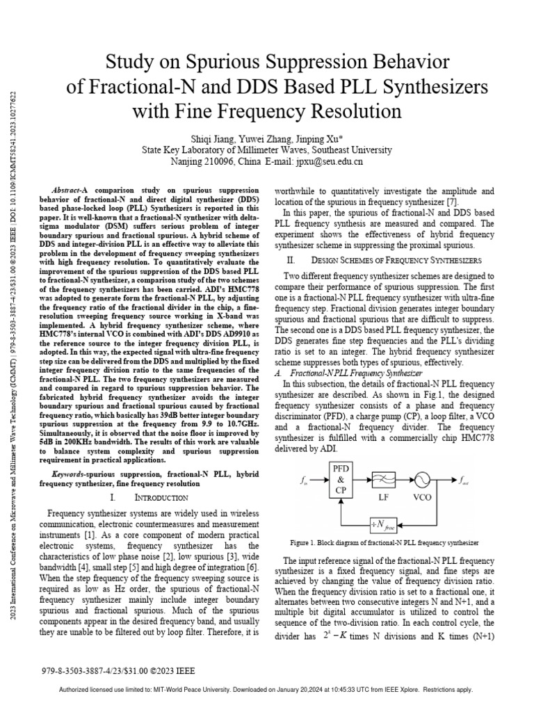 Study On Spurious Suppression Behavior of Fractional-N and DDS Based ...