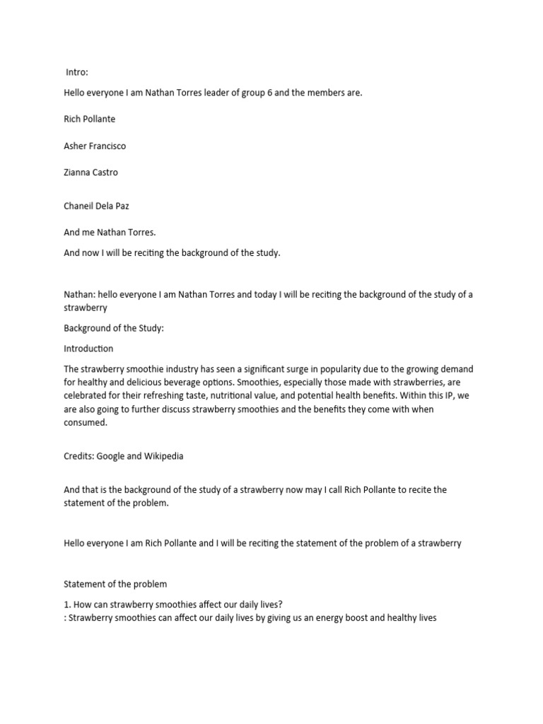 Science Script | PDF | Smoothie | Sugar