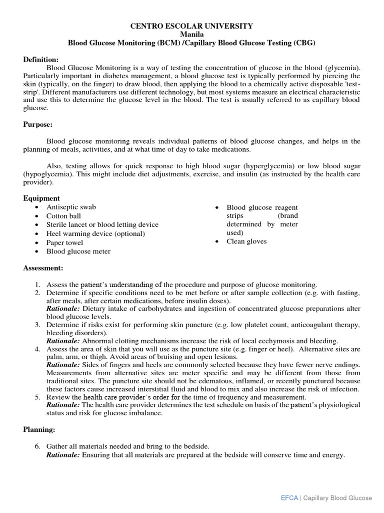 Centro Escolar University Manila Blood Glucose Monitoring (BCM ...