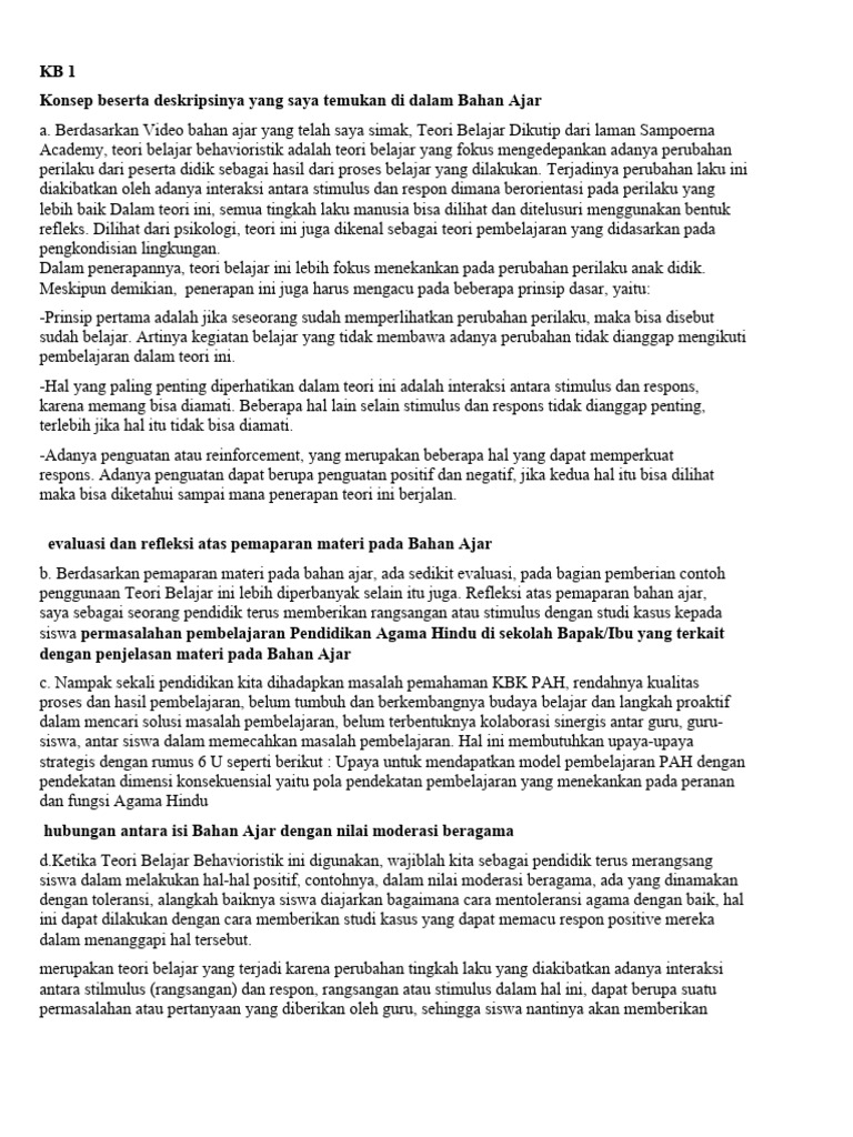 Analisa Bahan Ajar KB 1 Dan KB 2 | PDF