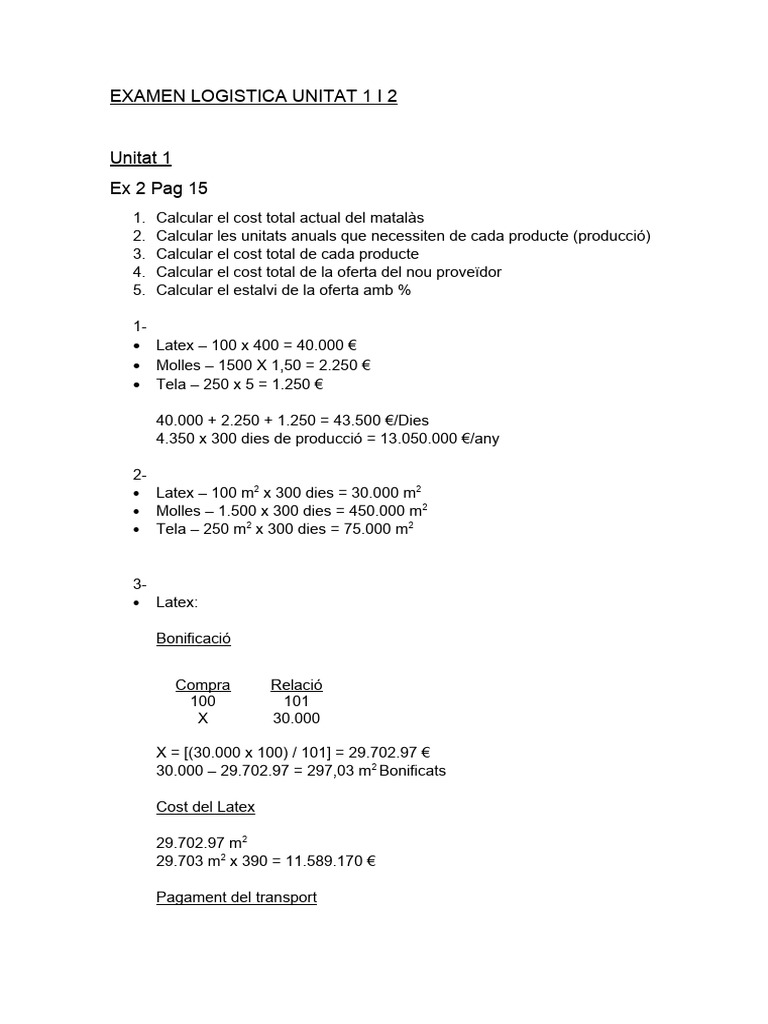 Examen Logistica Unitat 1 I 2 | PDF