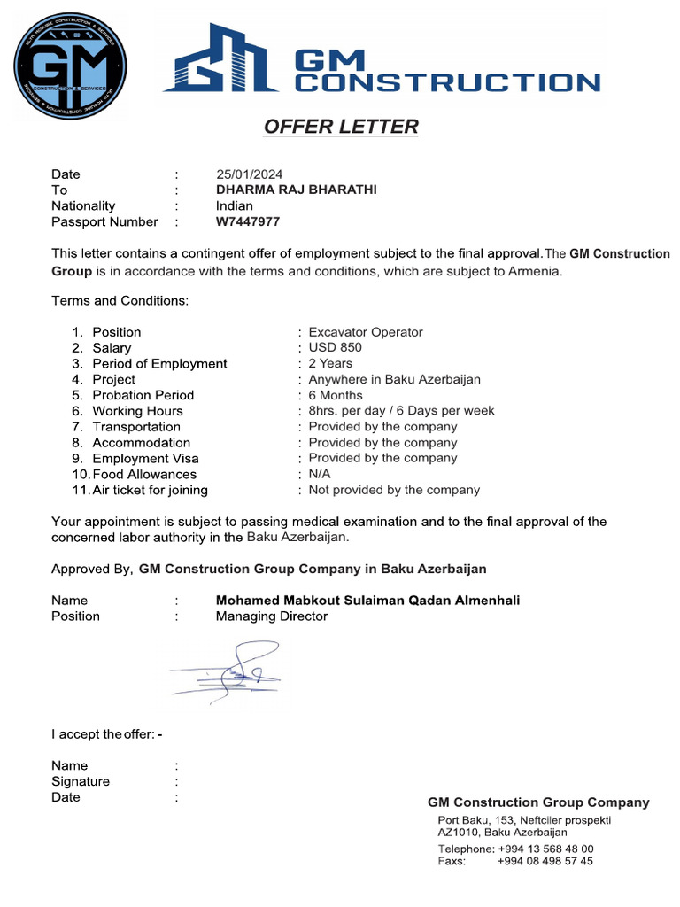 Offer Letter | PDF