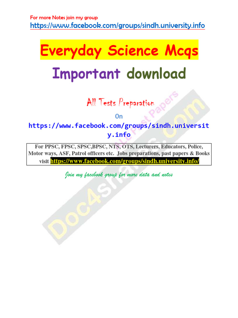 Everyday Science Mcqs Important Download | PDF