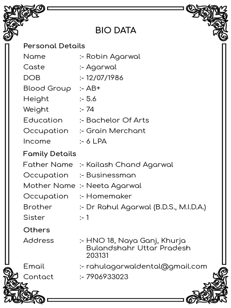 Biodata 1 | PDF