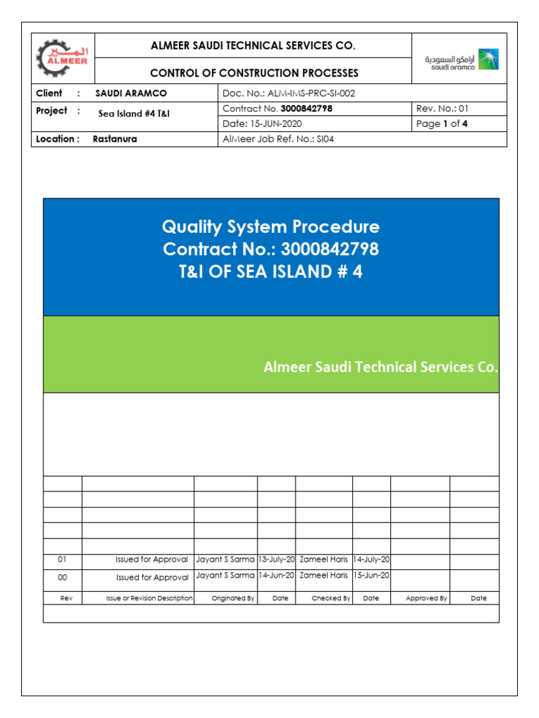 ALM-IMS-PRC-SI-002 Control of Construction Process F | PDF ...
