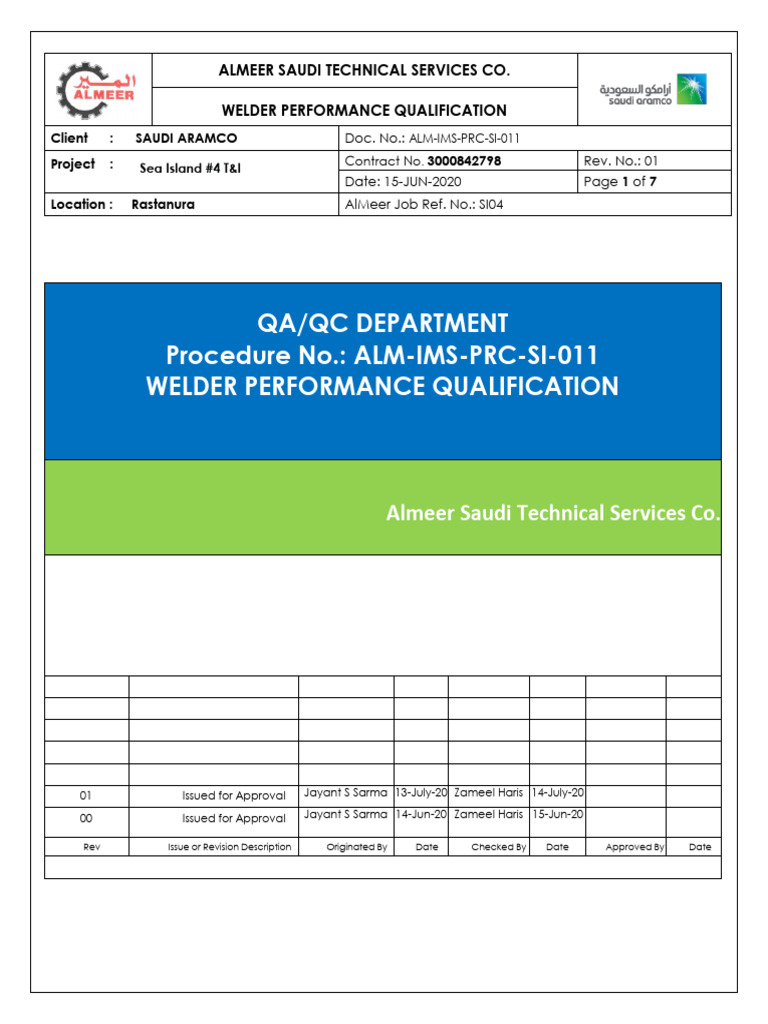 Welder Performance Qualification Procedure | PDF | Finance & Money ...
