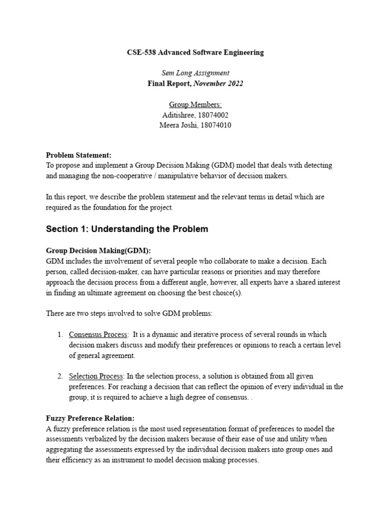 ASE Final Report | PDF | Decision Making | Consensus Decision Making