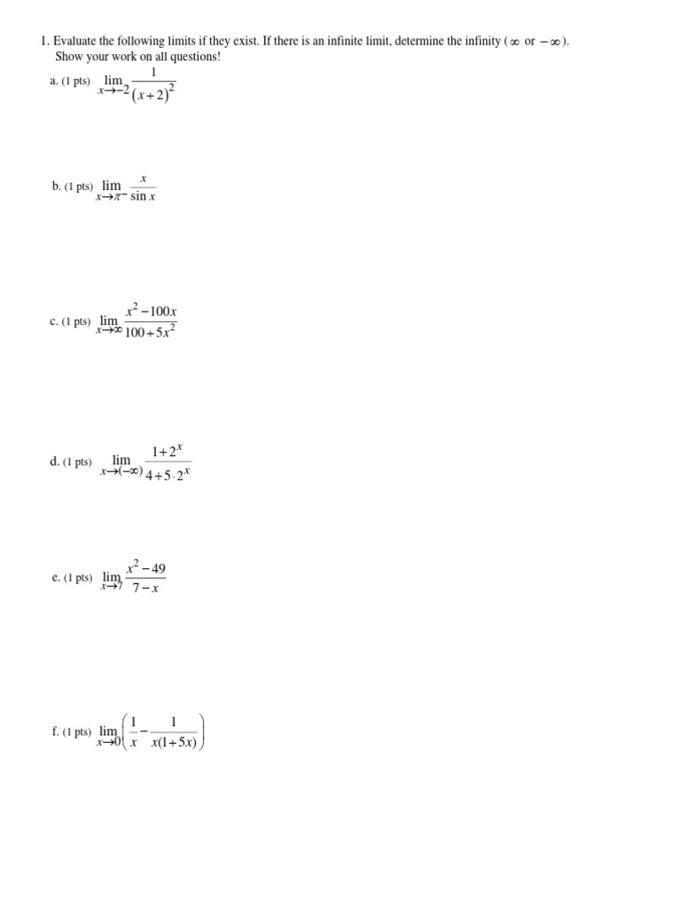 Calc Midterm Sample (2021) | PDF